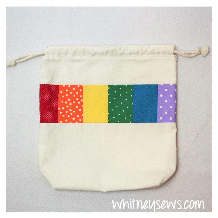 Rainbow Drawstring Bag - Sewing How to - Whitney Sews